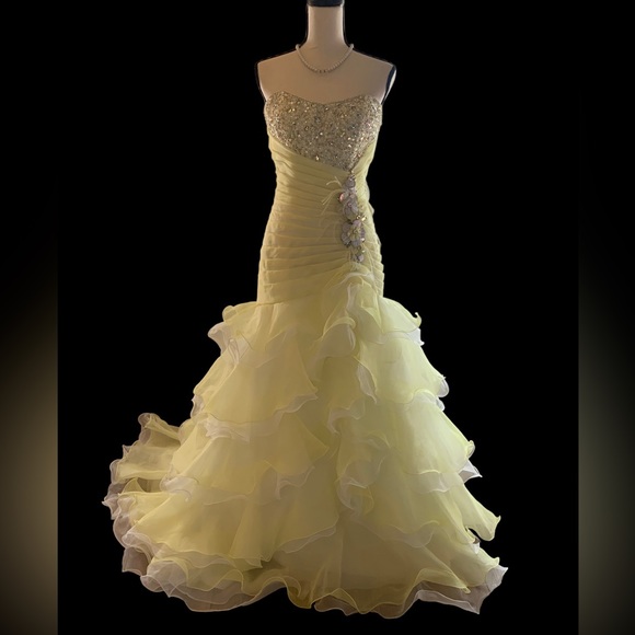 Alyce Paris | Dresses | Alyce Paris Yellow Prom Dress Jeweled Strapless ...